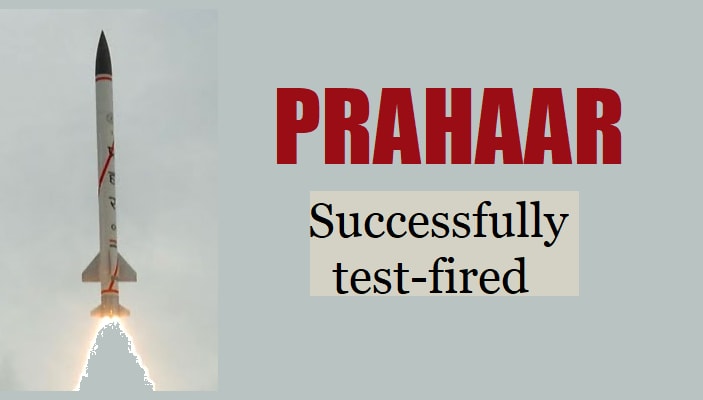 India successfully test fires 150-km range Prahaar ballistic missile