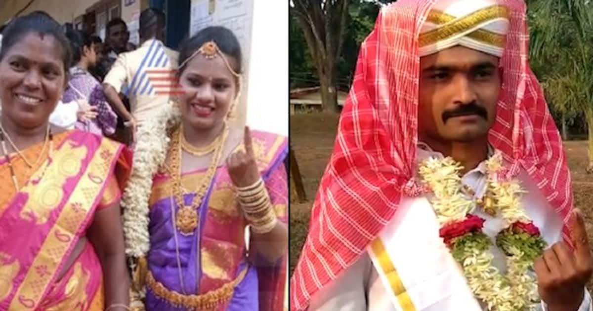 Karnataka brides in wedding attire cast their vote