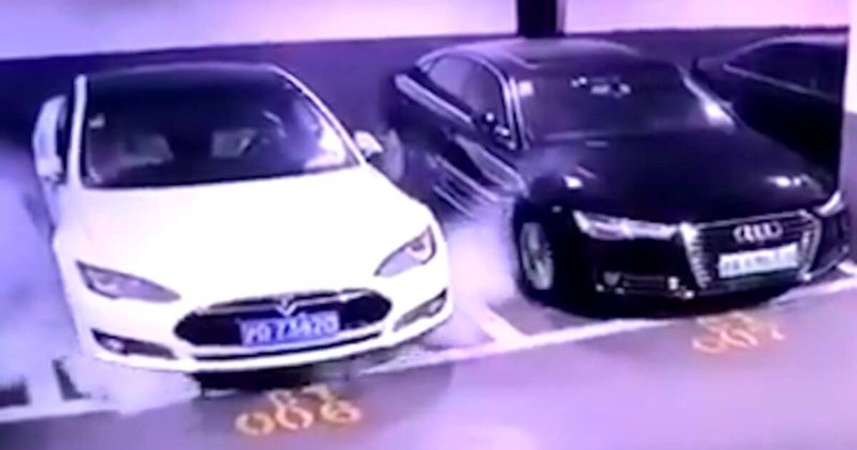 WATCH: Tesla car exploding in Shanghai