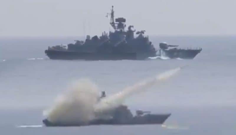 INS Prabal sinks old warship with a missile