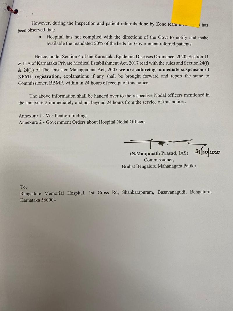 Coronavirus: BBMP issues show-cause notice to 7 Bengaluru hospitals for ...