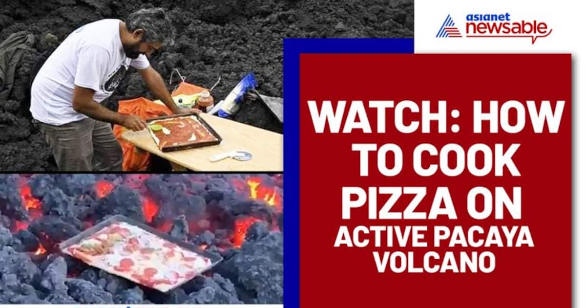 Man cooks pizza on smouldering volcanic lava In Guatemala; Viral Video