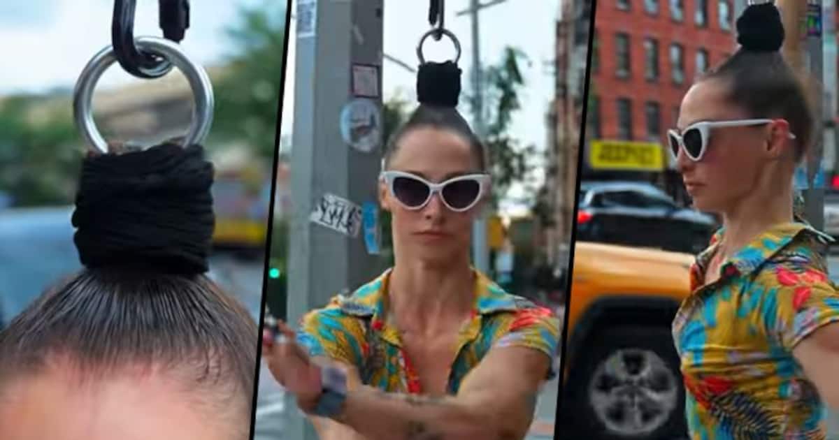Aerialist performer hangs by her hair; unbelievable video goes viral
