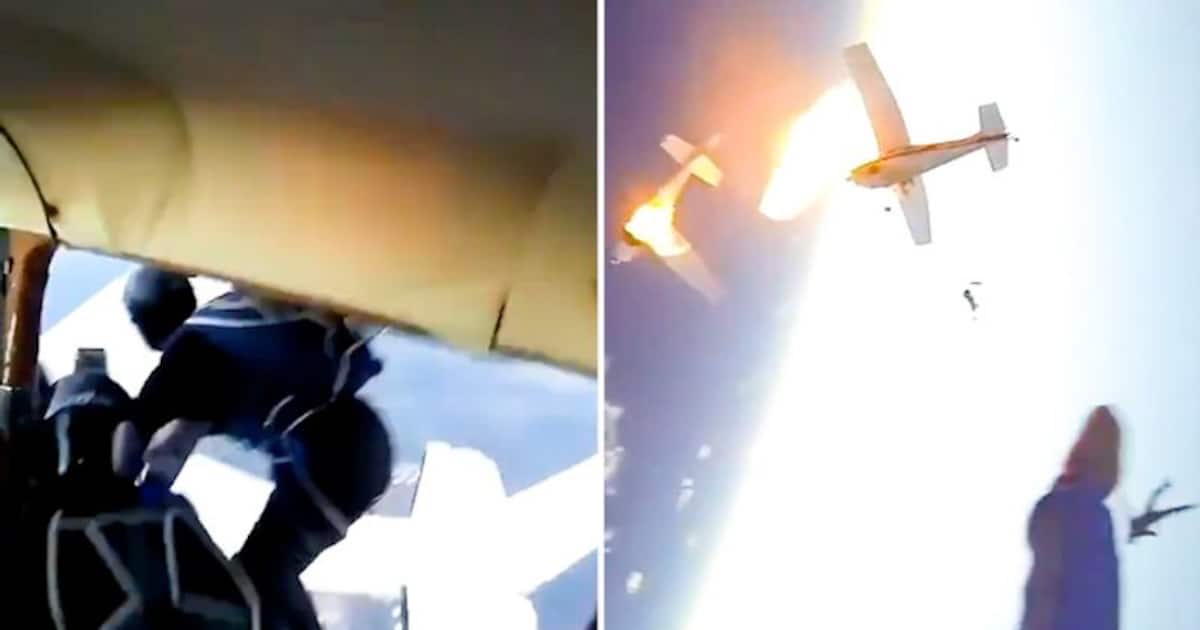 Old video of two skydiving planes colliding mid-air left leaves ...