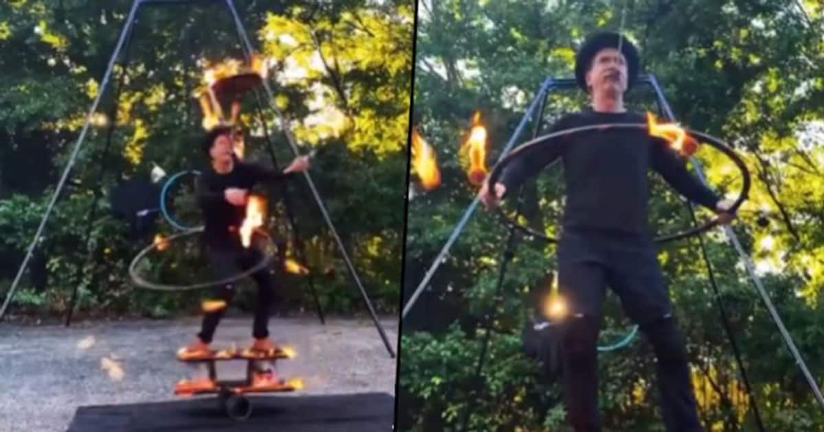Man’s juggling performance with fire surprises netizens; watch video