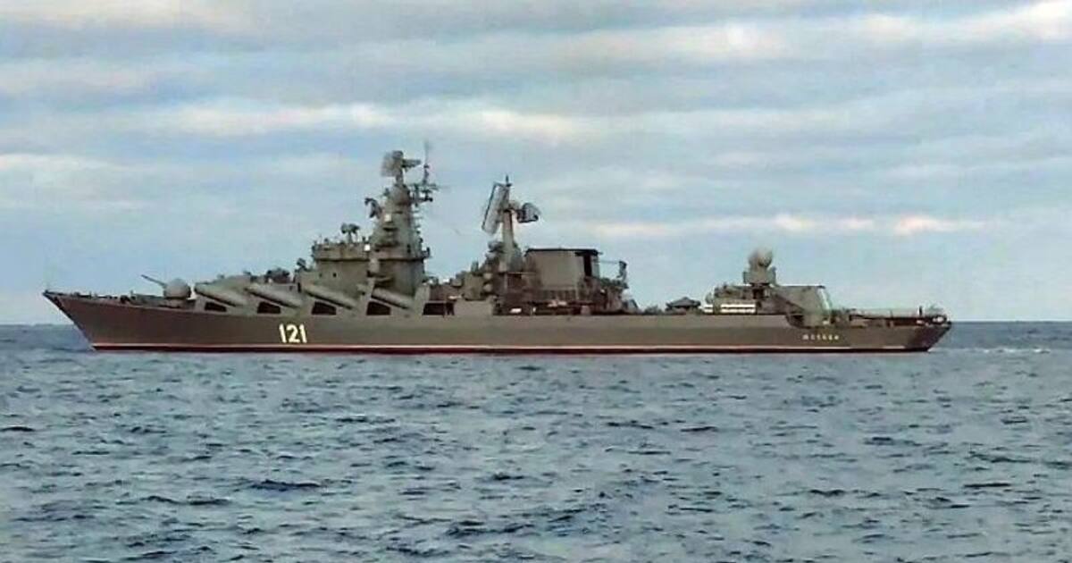 Moskva, flagship of Russian Black Sea fleet, on fire after missile-hit