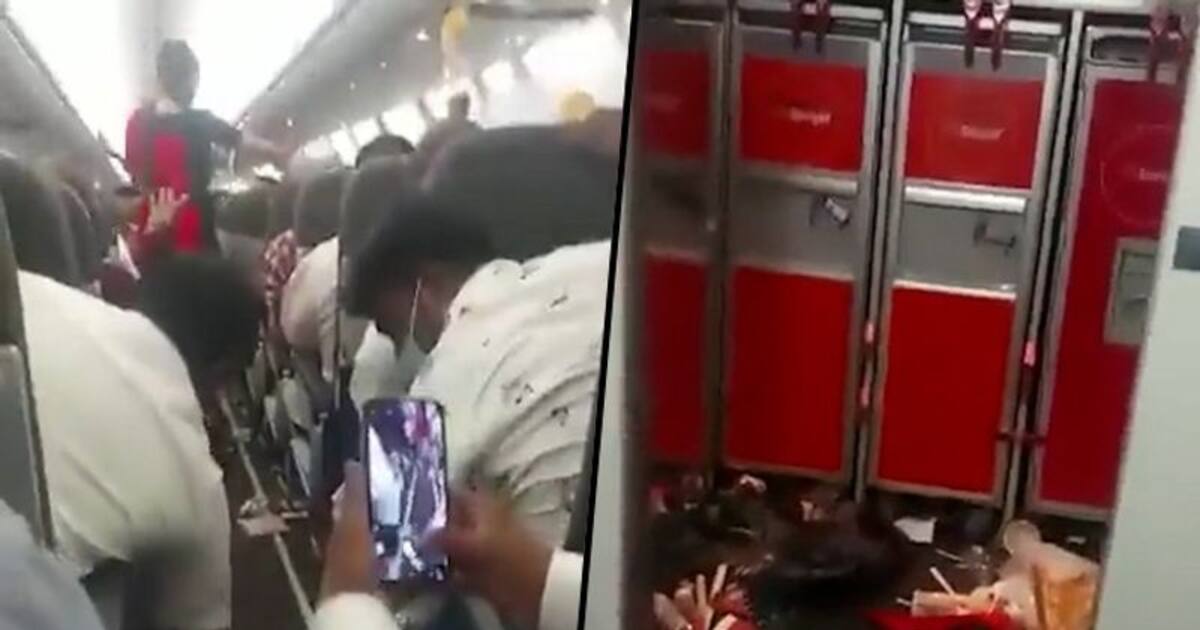 Video emerges of mid-air panic inside SpiceJet flight post turbulence ...