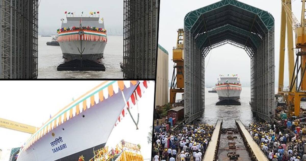 Indian Navy launches stealth frigate Taragiri, built by Mazagon Dock ...