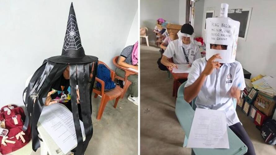 Viral: Philippines students wear ‘anti-cheating' hats during exams, see ...