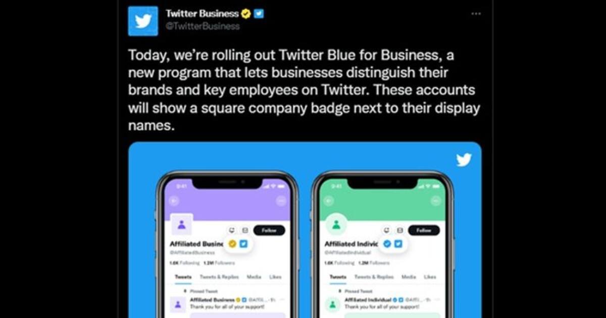 Twitter introduces 'Blue For Business' with square badges, grey tick ...