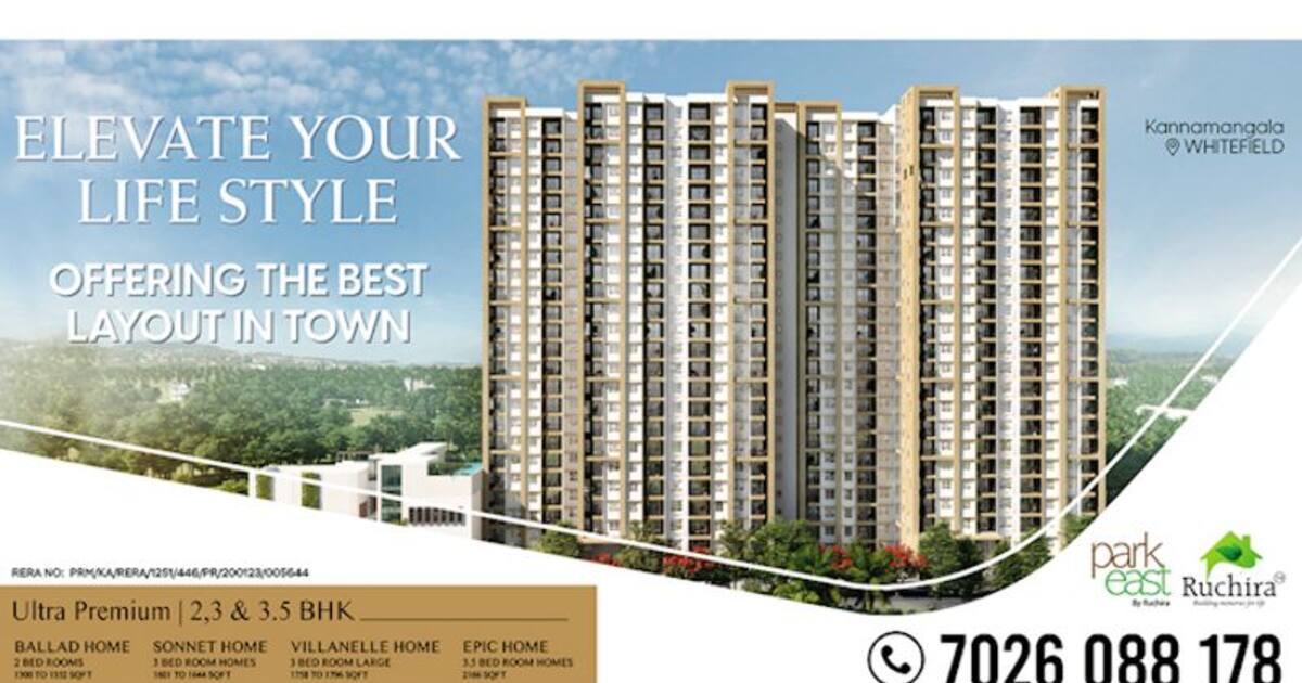 Ruchira Projects announces launch date of Park East in Bengaluru east’s ...