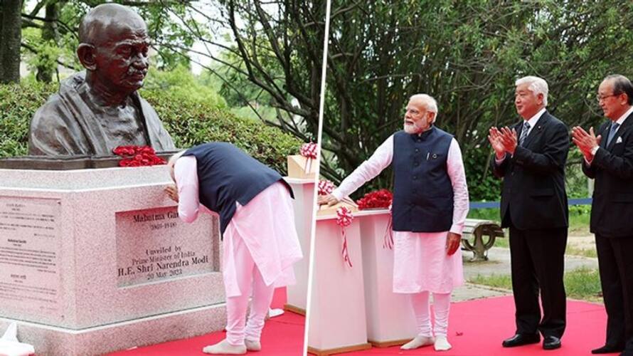 'Symbol of friendship and goodwill': PM unveils Mahatma Gandhi's bust ...