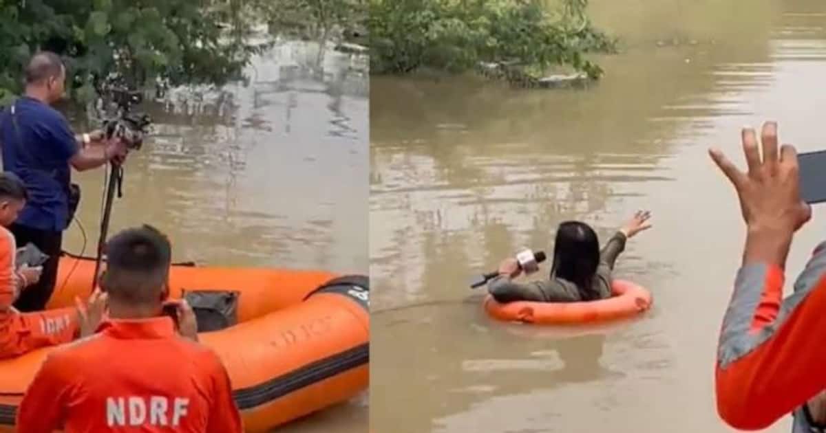 Delhi Floods: Netizens fume over viral video of TV reporter using NDRF ...