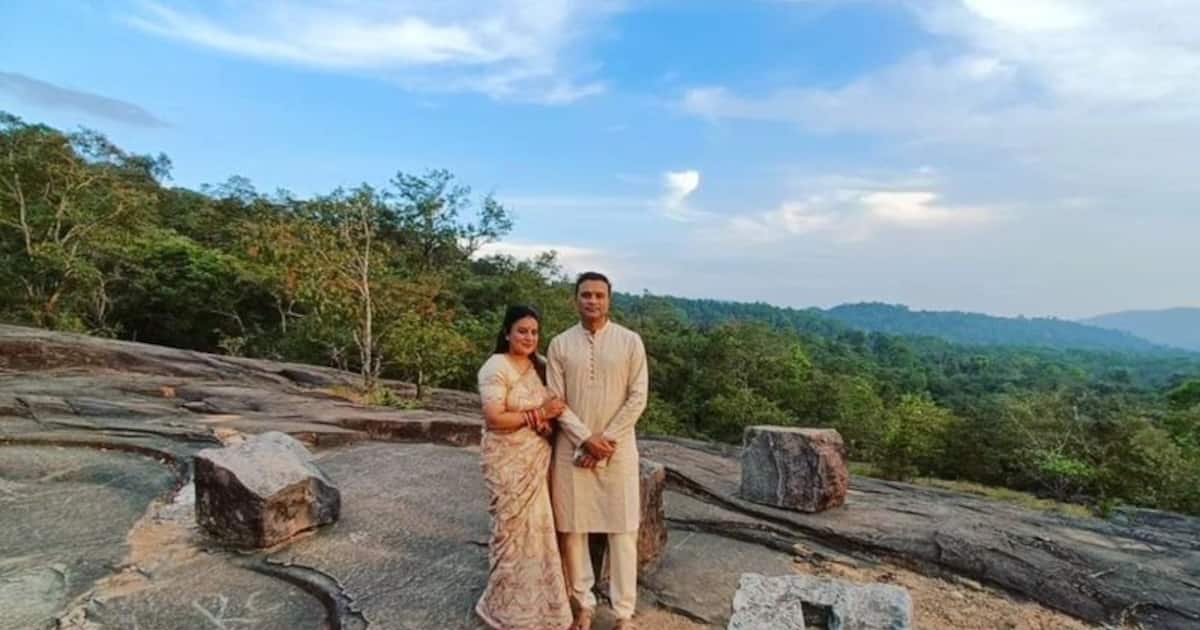 Actress Pooja Gandhi visits 'Kavimane' at Kuppalli along with husband Vijay Ghorpade: See pictures