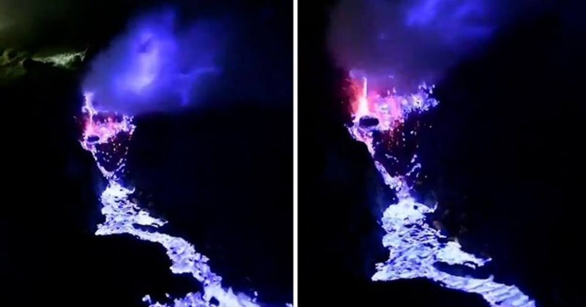 Mystical glow: Video of electric blue flames erupting from Indonesia's ...