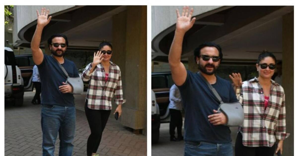 WATCH- Saif Ali Khan gets discharged from hospital post tricep surgery; poses with Kareena Kapoor