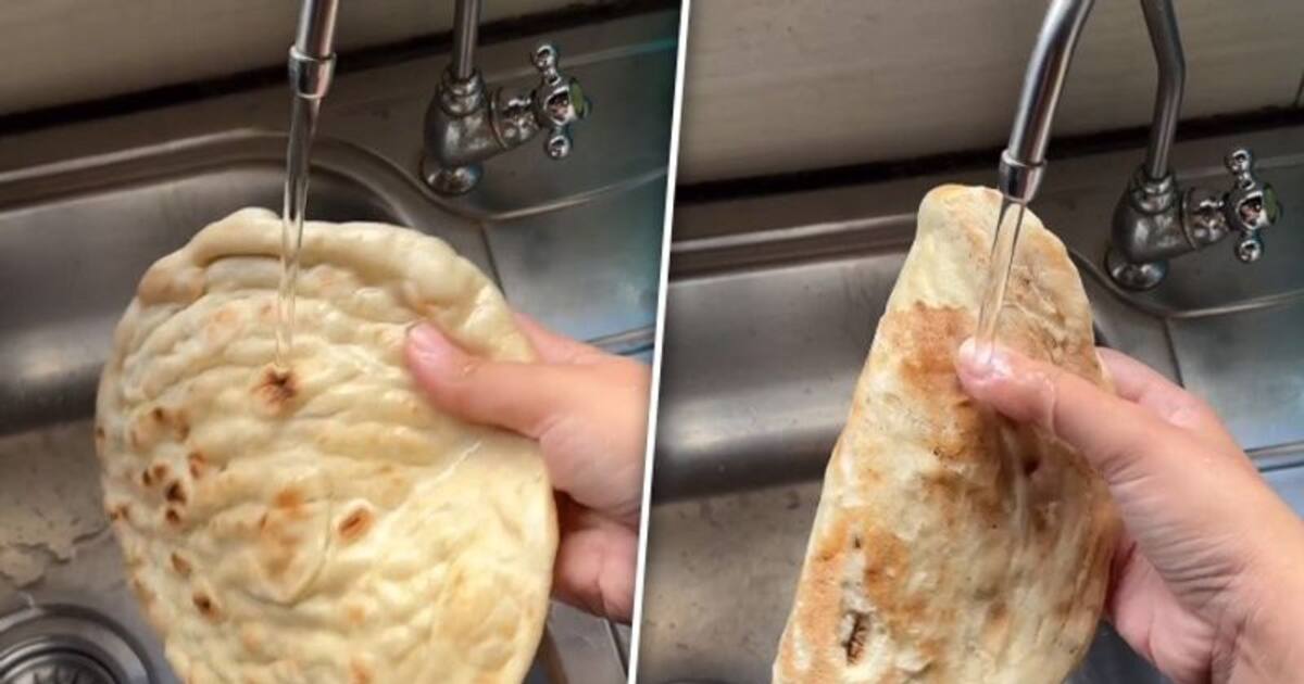 Bizarre! Woman washing left-over naan before heating it takes internet ...