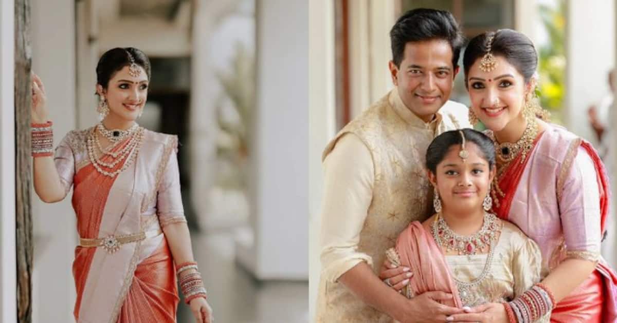 Sridevi vijayakumar Family Photos : காஞ்சி பட்டுடுத்தி குடும்பத்துடன் செம்ம கியூட்டாக போஸ் ...