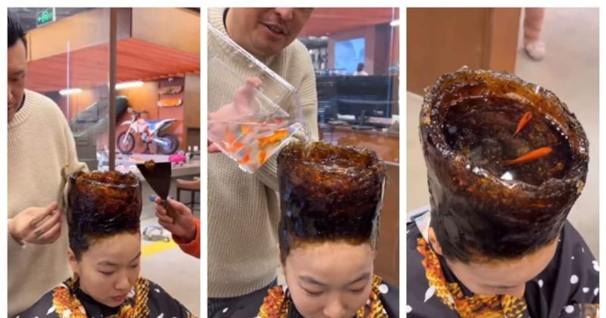 Fish Tank Hairstyle : എന്തോന്നിത് ? യുവതിയുടെ തലയില്‍ ഫിഷ് ടാങ്ക് ...