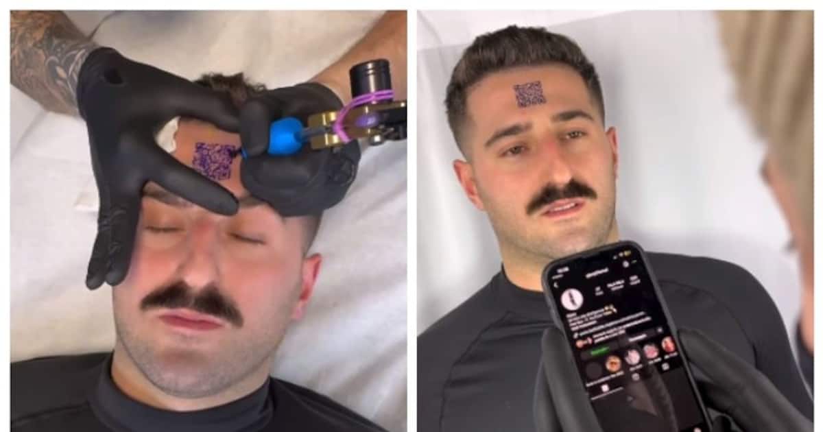 QR code tattoo on the forehead: നെറ്റിയിൽ ക്യൂആർ കോഡ് ടാറ്റൂ; ഗൂഗിൾ പേ ...