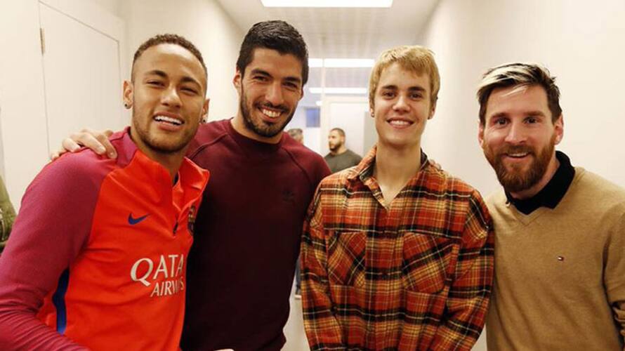 Watch: Justin Bieber trains with Messi, Neymar and Suarez at Barcelona