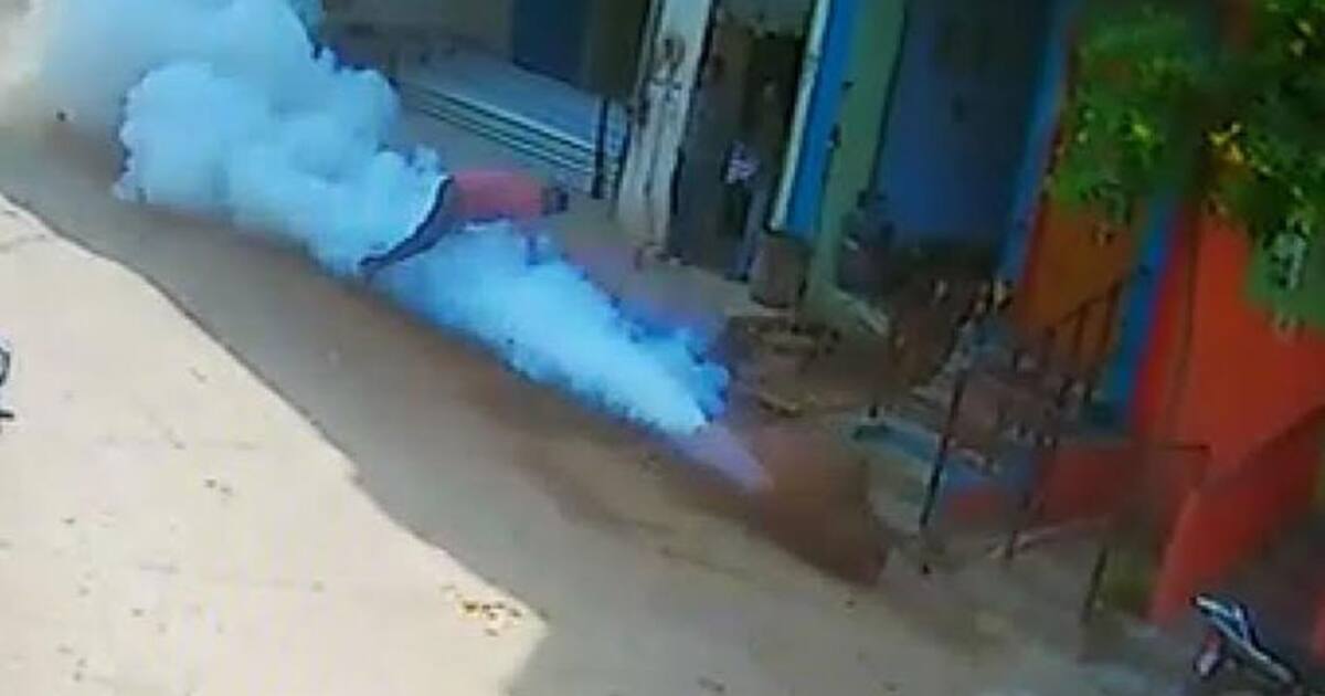 Watch this gas cylinder flying in the air like Superman and destroying ...